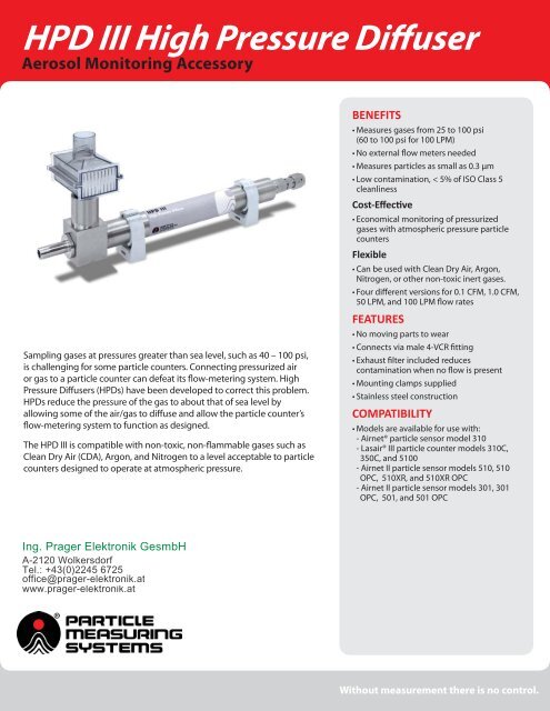 HPD III High Pressure Diffuser Aerosol ... - Prager Elektronik