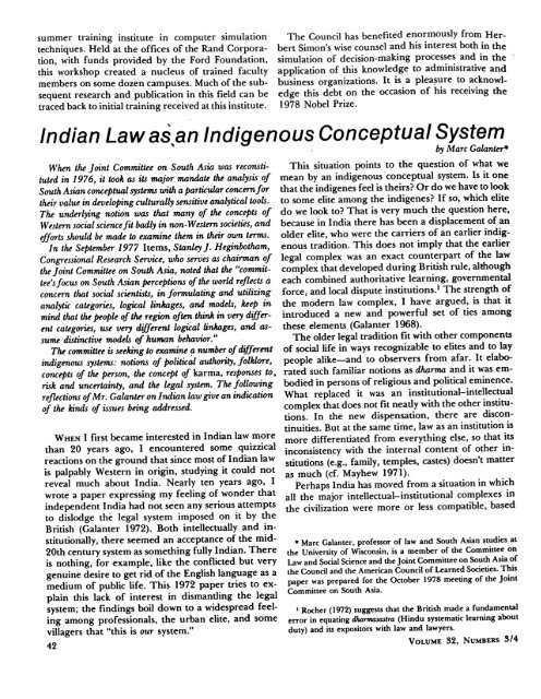 Indian Law as an Indigenous Conceptual System - Marc Galanter
