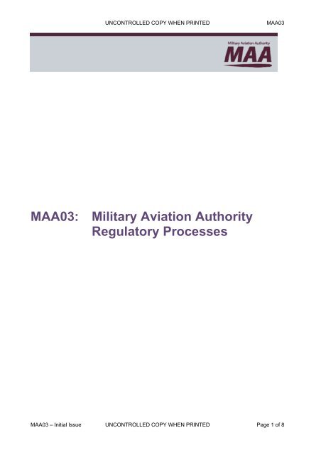 MAA03: Military Aviation Authority Regulatory Processes