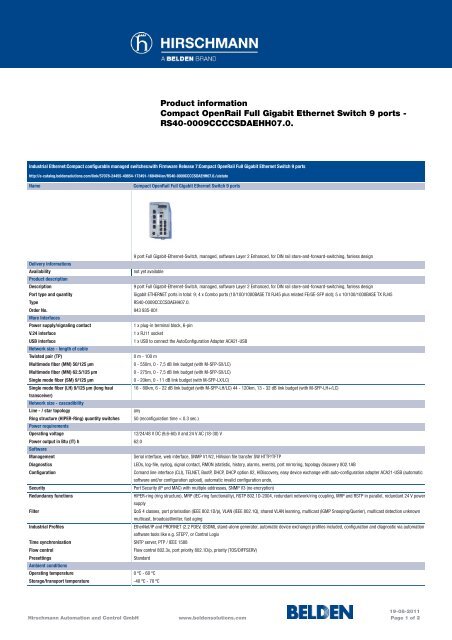 Hirschmann Automation and Control GmbH - Industrial Networking ...