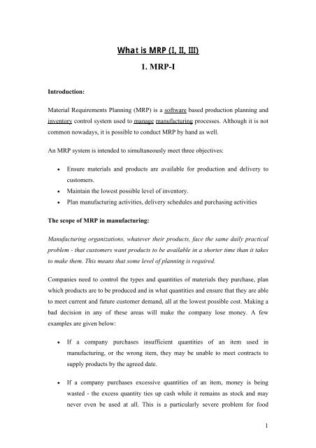 What is MRP (I,II,III) - ximb