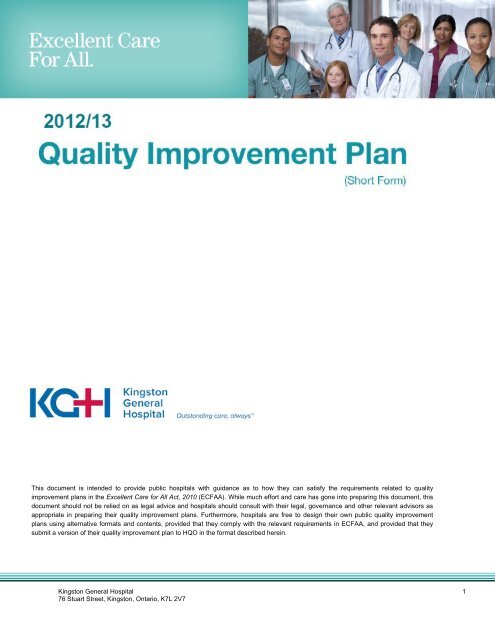 KGH Quality Improvement Plan - Kingston General Hospital