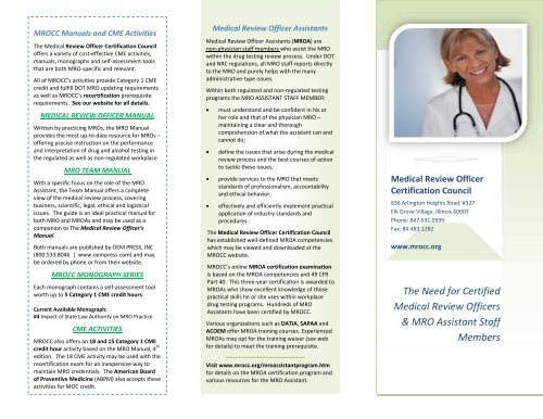 The Need for Certified Medical Review Officers & MRO Assistant ...