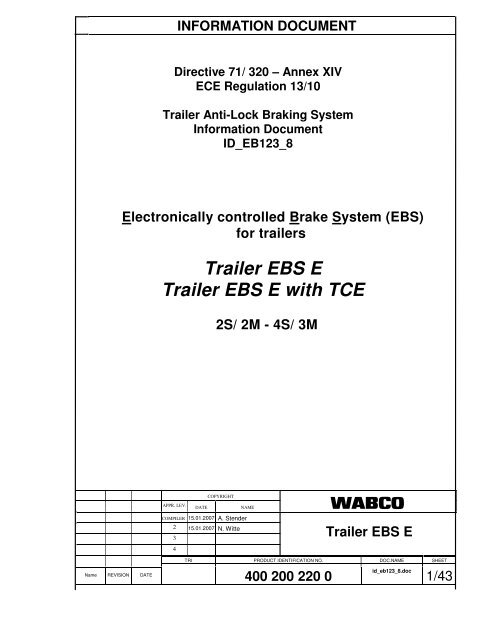 Trailer EBS E Trailer EBS E with TCE - INFORM - WABCO