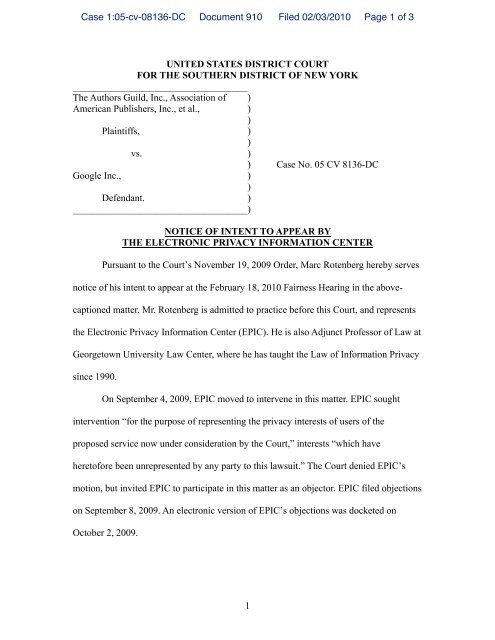 notice of intent to appear (MSR) - The Public Index