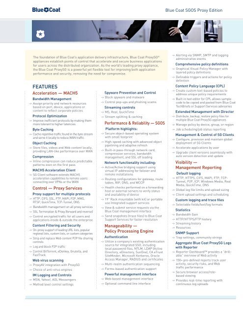 Blue Coat Proxy SG Datasheet