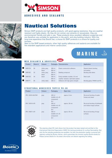 Marine product reference sheet. - Green in Motion