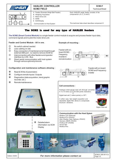 The SCM2 is used for any type of - Hasler International S.A.