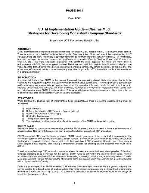 SDTM Implementation Guide – Clear as Mud ... - PhUSE Wiki