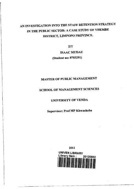 Dissertation - Mudau i.pdf - UnivenDspace - University of Venda