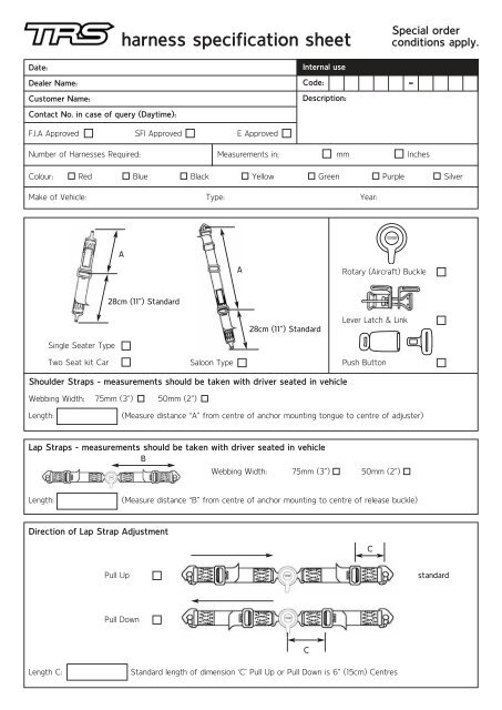 harness specification sheet - Horag