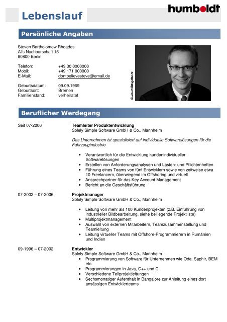 Karrieretipps Lebenslauf Projektmanager - Humboldt