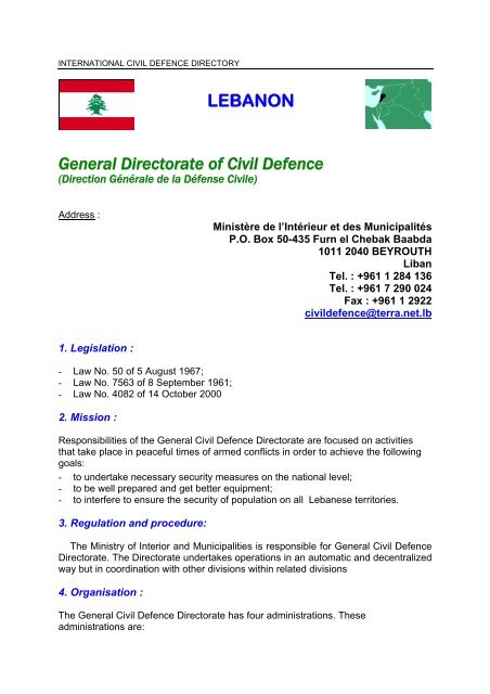 LEBANON General Directorate of Civil Defence - ICDO