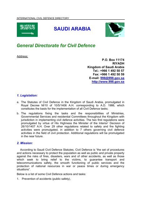 SAUDI ARABIA General Directorate for Civil Defence - ICDO