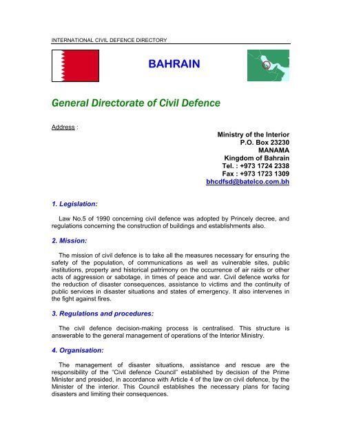 BAHRAIN General Directorate of Civil Defence - ICDO