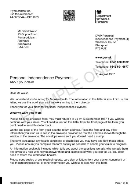 Pip1003 how your disability affects you form