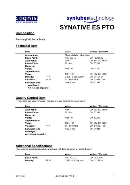 SYNATIVE ES PTO - Ilco Chemikalien GmbH