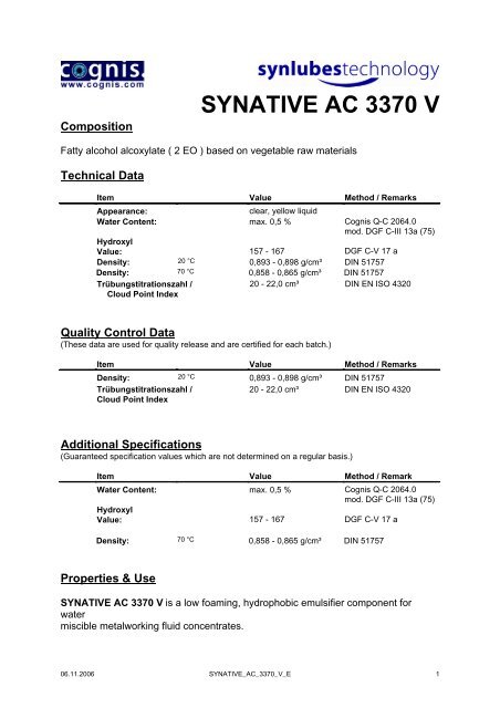 SYNATIVE AC 3370 V - Ilco Chemikalien GmbH