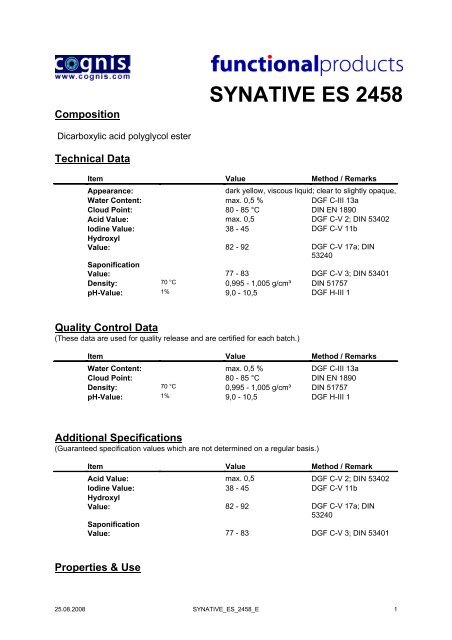 SYNATIVE ES 2458 - Ilco Chemikalien GmbH