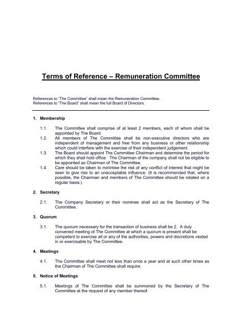Remuneration Committee - Terms of Reference ... - Innovation Group