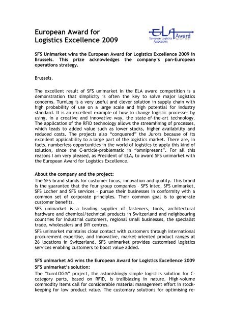 European Award for Logistics Excellence 2009 - Intellion AG