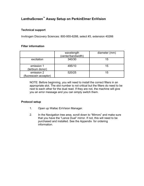 LanthaScreen Assay Setup on PerkinElmer EnVision - Invitrogen