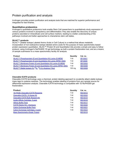 Protein purification and analysis - Invitrogen