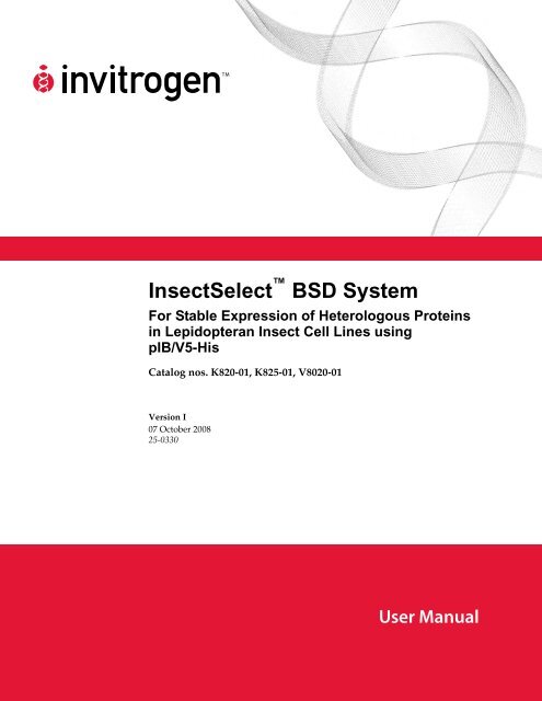 InsectSelect BSD System with pIB/V5-His - Invitrogen