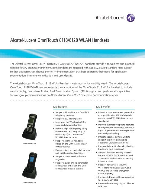 Alcatel-Lucent OmniTouch 8118/8128 WLAN Handsets