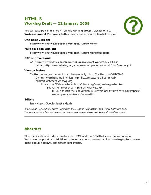 HTML 5 - XML Cover Pages