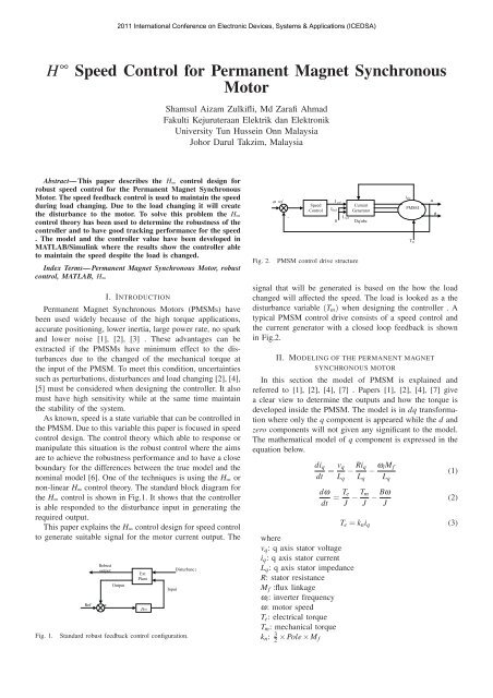 H Speed Control for Permanent Magnet Synchronous Motor - UTHM ...