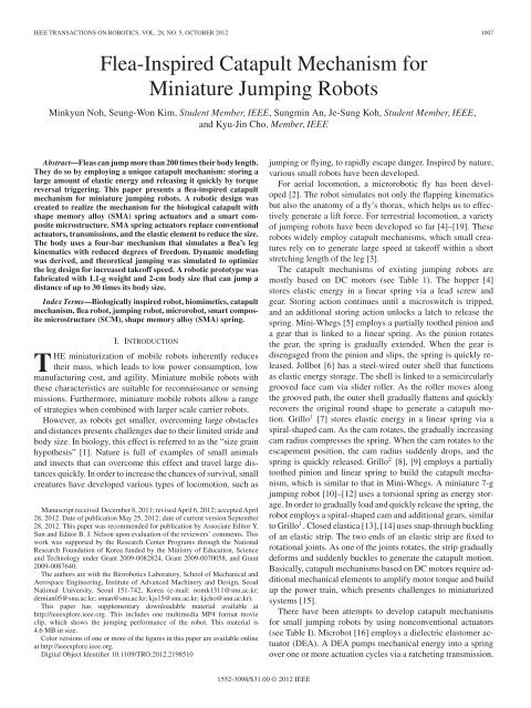 Flea-Inspired Catapult Mechanism for Miniature Jumping Robots