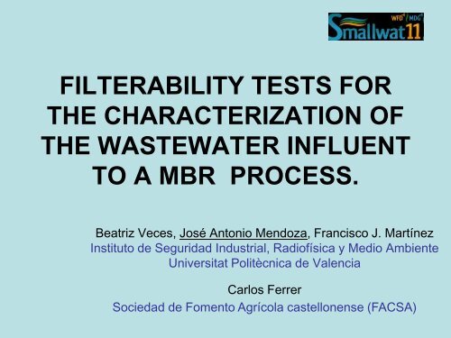 filterability tests for the characterization of the wastewater