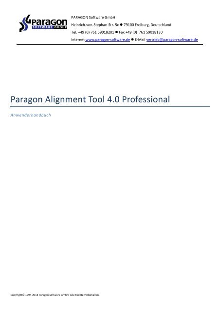 Paragon Alignment Tool 4.0 Professional - PARAGON Software Group