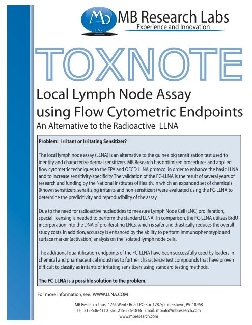 Local Lymph Node Assay (LLNA) - MB Research Laboratories