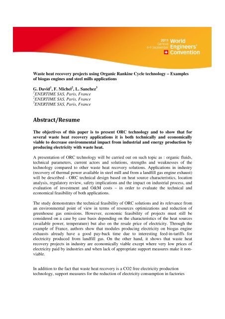 ORC WHR applications - Enertime