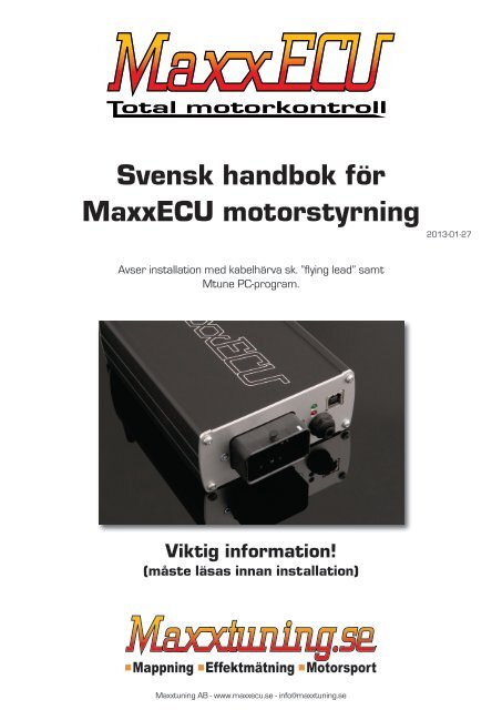 Svensk handbok för MaxxECU motorstyrning - Maxxtuning MaxxECU