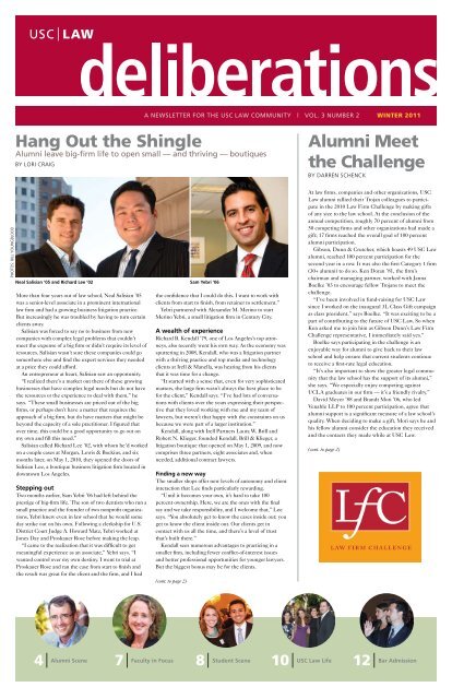Hang Out the Shingle Alumni Meet the Challenge - USC Gould ...