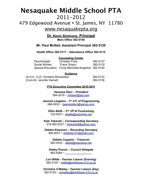 Nesaquake Middle School PTA