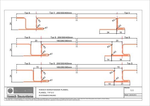 Konstruktionsdetail Hoesch Siding auf Stahlkassette (.pdf)