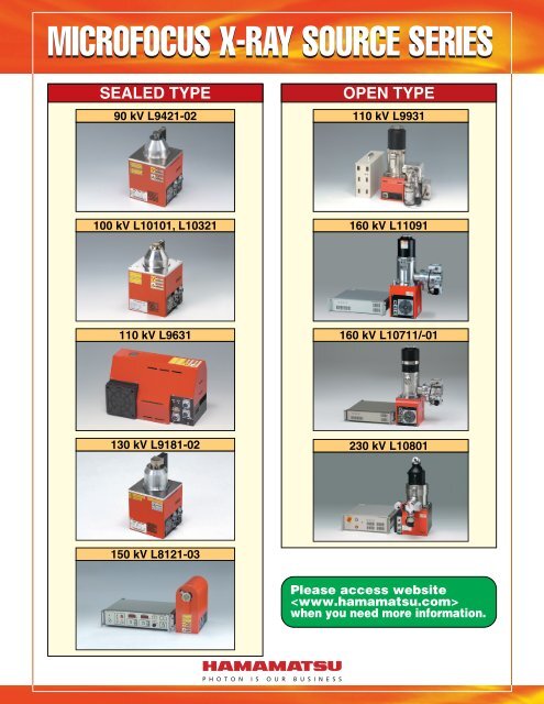 MICROFOCUS X-RAY SOURCE SERIES - Hamamatsu Photonics