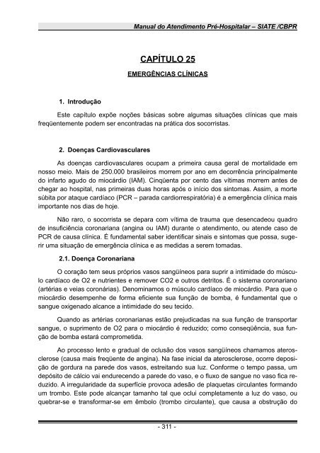 Manual do Atendimento Pré-Hospitalar – SIATE /CBPR - Defesa Civil