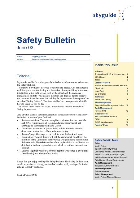 Skyguide Safety Bulletin no. 2