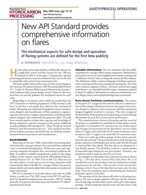 New API Standard Provides Comprehensive Information on Flares