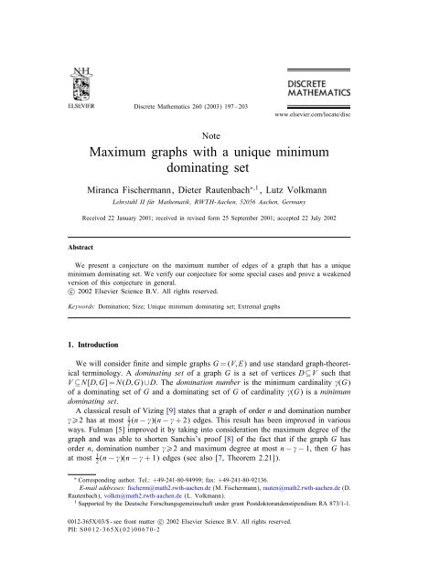 Maximum graphs with a unique minimum dominating set