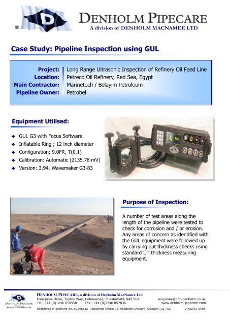 Case Study: Pipeline Inspection using GUL - Denholm Pipecare
