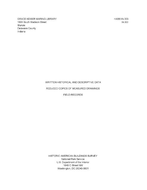 GRACE KEISER MARING LIBRARY HABS IN ... - American Memory