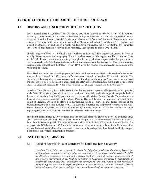 introduction to the architecture program - Louisiana Tech University