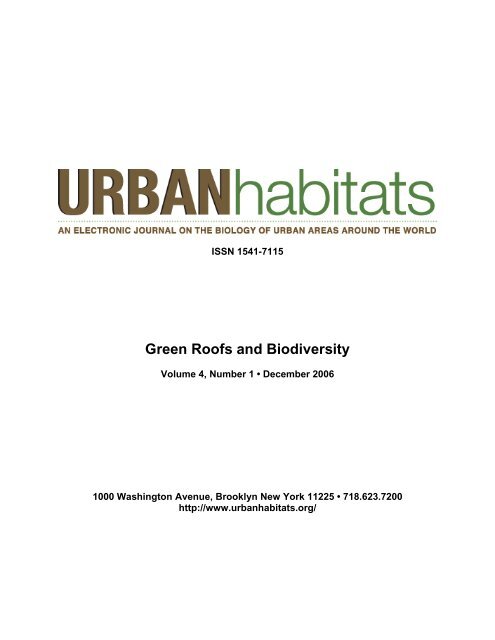 Green Roofs and Biodiversity - Urban Habitats