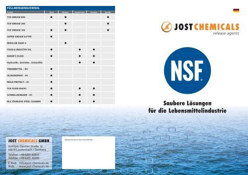 Prospekt NSF-H1 Produkte - Jost Chemicals